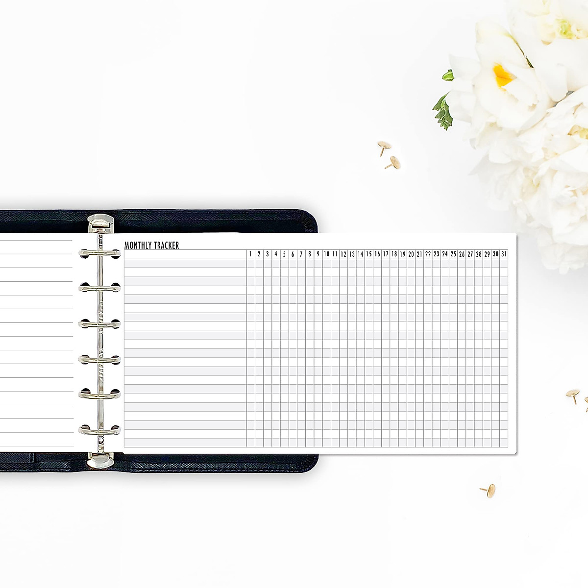 Pocket Monthly Habit Tracker Fold-Out Planner Insert Refill, 3.2 x 4.7 inches, Fits Filofax, LV PM, Kikki K, Moterm and Other Ring Binders, Choose Quantity