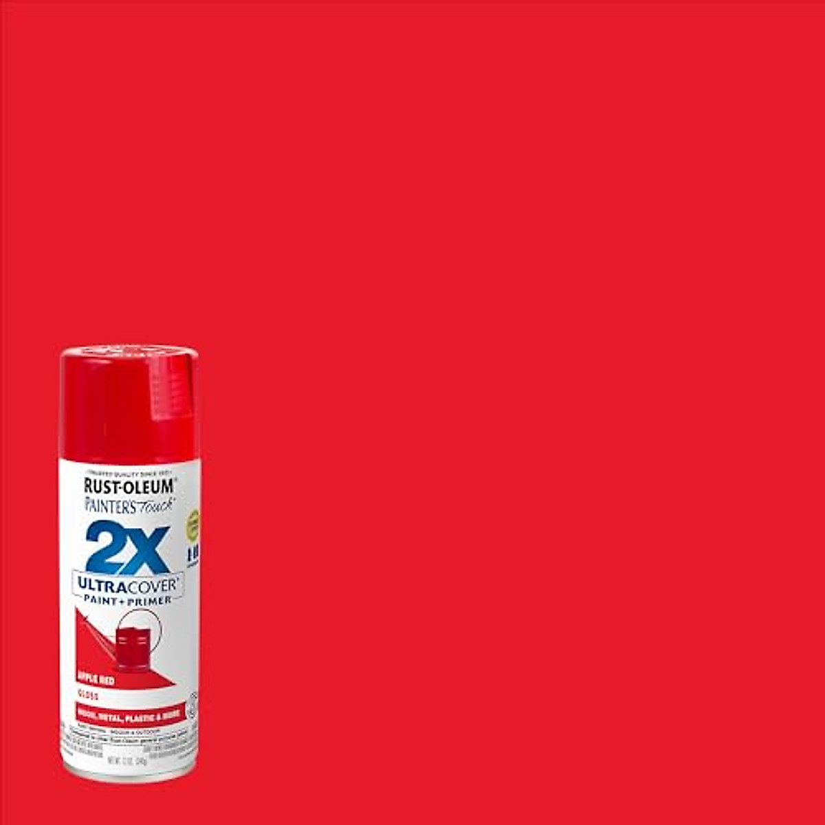 Rust-Oleum 334024 Painter's Touch 2X Ultra Cover Spray Paint, 12 oz, Gloss Apple Red