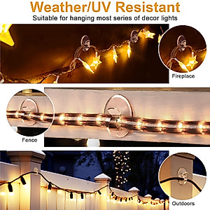 Hooks for Outdoor Rope Light Clips：20Pcs Outdoors String Lights Clip - Heavy Duty Hanging Clear Light Clip with Waterproof Adhesive for Patio Hold Fence Hangers and Christmas Lighting Strips Hook