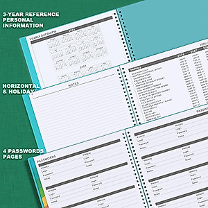Monthly Planner/Calendar 2023-2024 - 2023-2024 Monthly Planner, Jul. 2023 - Dec. 2024, 8.5" x 11", 18-Month Planner 2023-2024 with Tabs, Pocket, Label, Contacts and Passwords, Twin-Wire Binding - Teal by Artfan