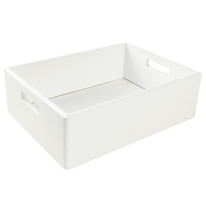 Creative Deco XL White Wooden Crate Nesting Crate Handles | 15.74x11.81x5.1in | Large Display Storage Box Multi-Craft Caddy Nesting Crate | Natural Wood Rustic Plain | Country Decor