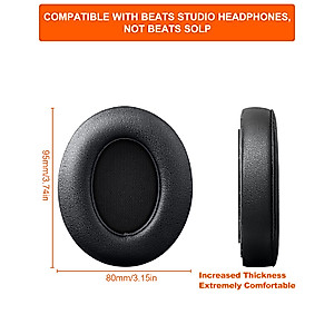 F FEYCH Beats Studio Replacement Earpads for Beats Studio 3 &Beats Studio 2 (B0500/ B0501) 2 Pieces Noise Isolation Comfortable Memory Foam Ear Cushions (Black)