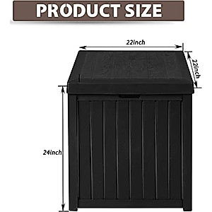 Patiomore 51 Gallon Deck Box Resin Outdoor Storage Box for Gardening Tools, Patio Cushions & Pillows, Pet Stuff and Pool Accessories, Black
