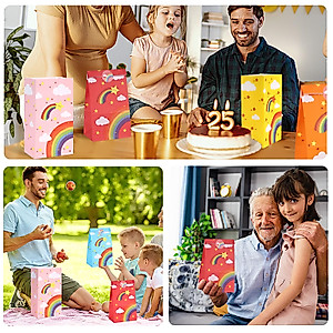 VGOODALL 40pcs Party Favor Bags Bulk, 8 Colors Goodie Bags with Stickers, Rainbow Small Gift Bags for Birthday Baby Showers Weddings