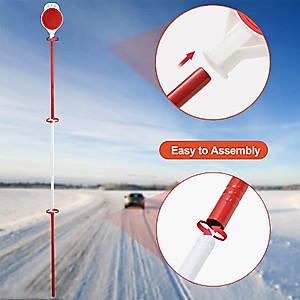 Driveway Markers for Snow Plowing 36-48inch, Metal Snow Stakes, Highly Visible Double-Sided Reflectors for Driveway Mailbox Parking Snow Markers (4 Packs)
