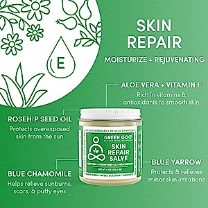 Green Goo Skin Repair Healing Salve, Natural Body & Face Moisturizer with Aloe Vera, Improves Skin's Appearance, Great for Scarring & Wrinkles, 4 Oz