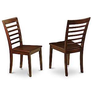 East West Furniture DUML7-MAH-W 7-Piece Kitchen Table Set - a Rectangular Modern Dining Table - 6 Wood Dining Chairs with Solid Wood Seat & Ladder Back - Mahogany Finish