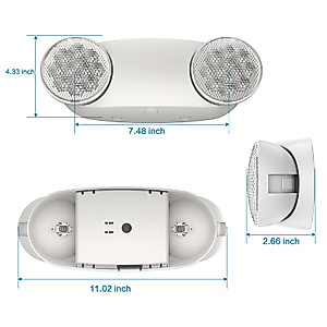 Spectsun 1 Pack Emergency Light, Emergency Lights for Business, LED Emergency Lights with Battery Backup, 2 Bug Eye Heads Adjustable Commercial Emergency Lighting Fixtures, UL 924 Certified