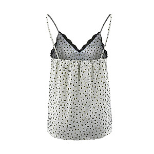 Padaleks Women's Sleeveless Camisole Cami Tank Top V Neck Lace Tops Casual Loose Flowy Shirts Blouses Clubwear