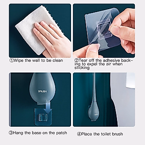 Psytfei Toilet Brush and Holder Toilet Bowl Cleaner Brush Set Wall Mounted Long Handle Bathtub Brush with Dust Cover for Bathroom Deep Cleaning