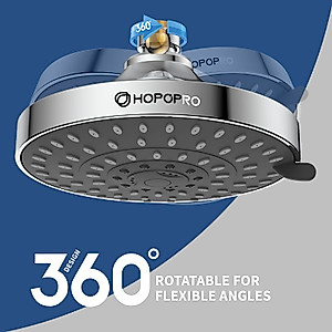 HOPOPRO 5-Mode High Pressure Shower Head - High Flow Fixed Showerheads Bathroom Rain Showerhead (6 Inch Chrome)