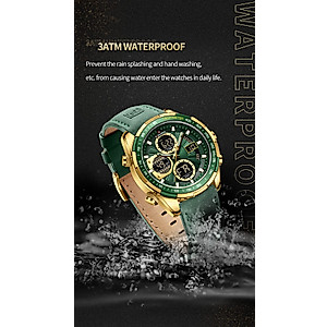 NAVIFORCE Men's Military Digital Watches Analog Quartz Waterproof Watch Sport Multifunctional Leather Wristwatch