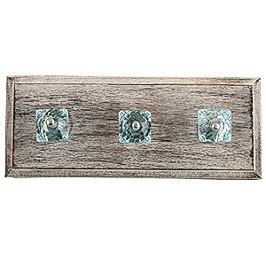 IndianShelf 2 Pack Hooks | Coat Hook Hardware | Turquoise Entryway Hook | Wood Key Hooks for Wall | Square Cut Hooks for Hanging Bags on Wall [10.16 Cm]