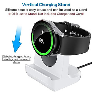 Stand for Samsung Galaxy Watch 7 40,44mm /Watch Ultra/Watch 6 Classic/Watch 5/Watch 5 Pro Charger,Non-Slip Silicone Charger Dock Accessories Support Charging Holder -White, Charger Cable Not Included
