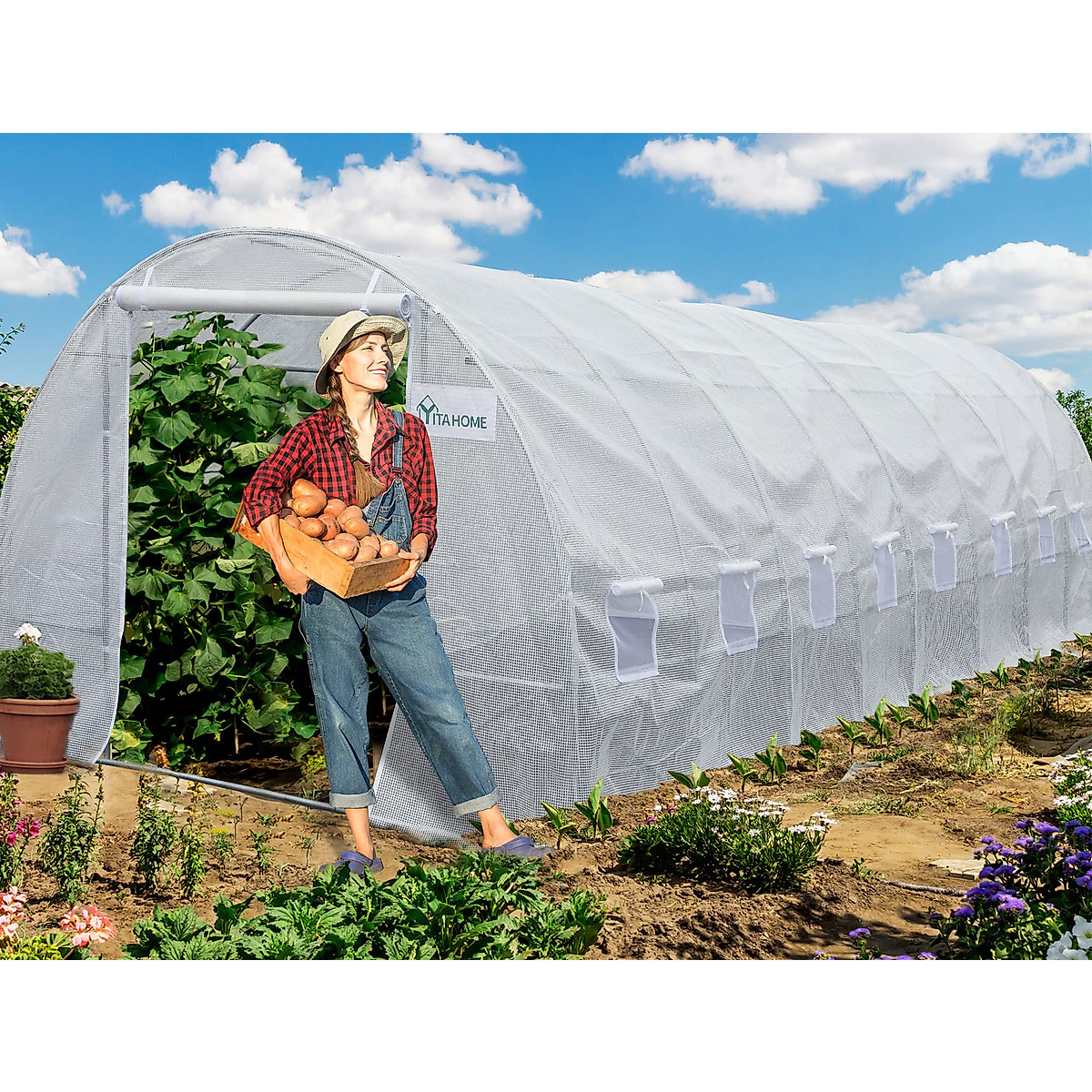 YITAHOME 26'x10'x7' Heavy Duty Greenhouses Large Walk-in Greenhouse ...