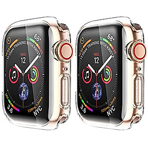 HANKN 2 Pack 45mm Clear Screen Protector Case for Apple Watch Series 9 8 7 45mm Case, Soft TPU Full Coverage Front Protective Shockproof iWatch Bumper Cover (Clear+Clear, 45mm)