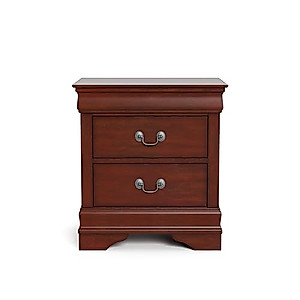 Furniture of America Arabella Traditional Solid Wood Nightstands Set of 2, Bedside Table with Drawers and Antique Nickle Handles, No Assembly Wooden Night Stands for Bedrooms, Guest Room, Dorm, Cherry
