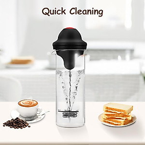 SHANGSKY Milk Frother Handheld with Stand, Milk Frother Battery Operated Coffee Frother for Cappuccino Latte Hot Chocolate, Portable Drink Mixer Electric Whisk Mini Frother with Cup 17 oz