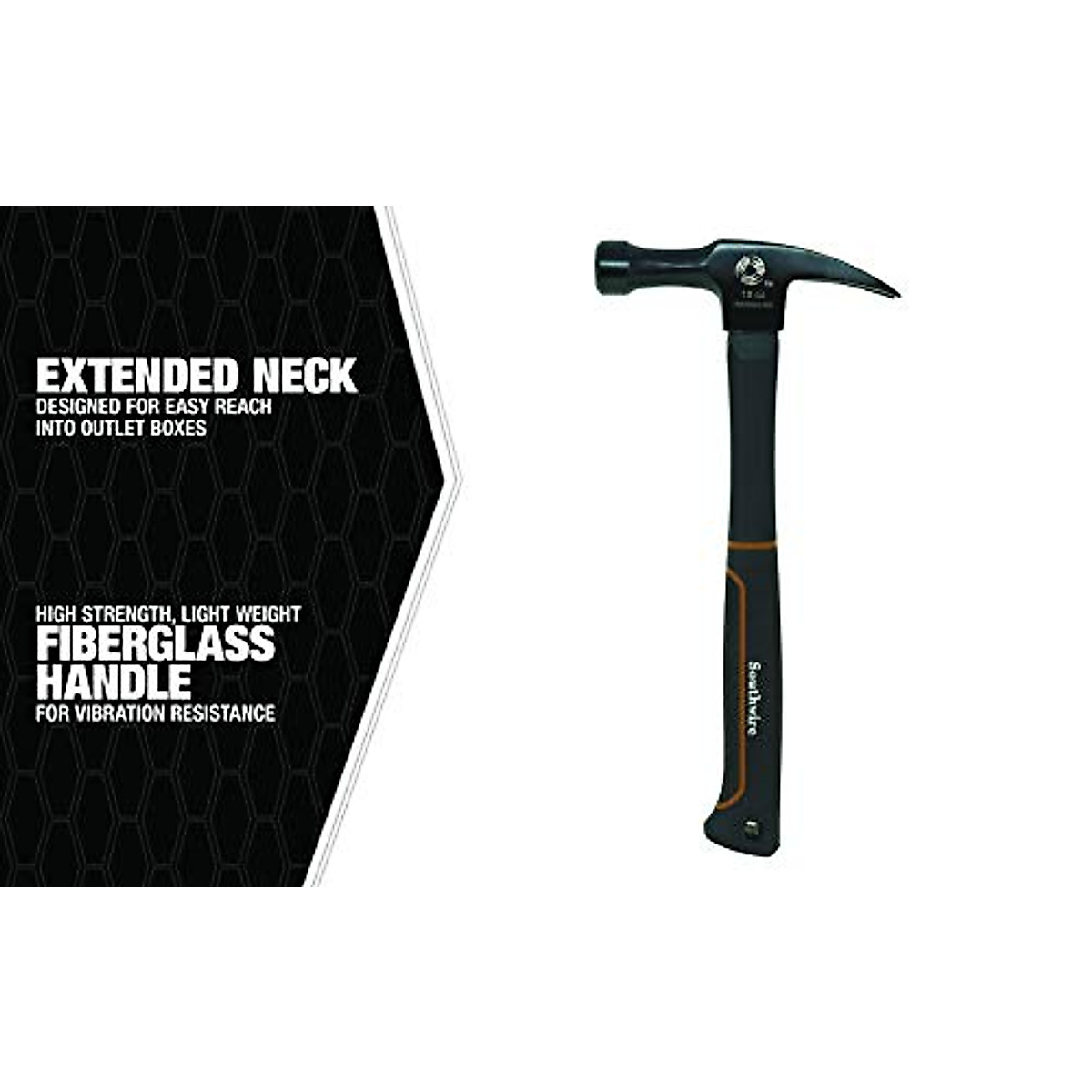 Southwire Bmeh-18 Heavy Duty Romex Electrician's Hammer; Romex Staple Remover; Tether Hole For Safety; 18 oz Head with Smooth Face; Heavy Duty Drop Forged Steel -65116740