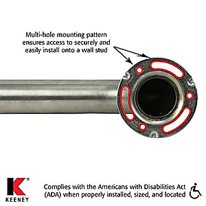 Keeney GB2022-16BN Wave Grab Bar 1.25 Dia x 16 In., Brushed Nickel