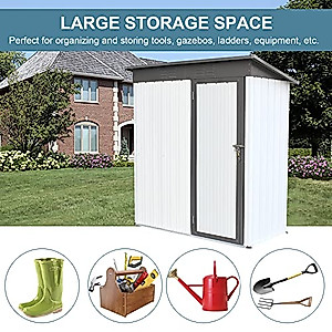 WIILAYOK 5 X 3 FT Storage Shed, Outdoor Metal Garden Shed with Lockable Door, Waterproof Tool Shed for Yard, Patio, Lawn