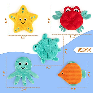 AWOOF No Stuffing Dog Toys, Crinkle Dog Toys Squeaky Dog Toys Cute Animal Dog Plush Toys for Small Medium Large Dogs Puppy Teething Chew Toys Dog Toys Bulk 5 Pack