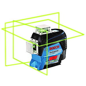 Bosch GLL3-330CG 200ft 360-Degree Green Beam Three-Plane Self-Leveling & Alignment-Line Laser with (1) 12V Max Lithium-Ion 2.0 Ah Battery Charger, BM1 Positioning Device Hard Carrying Case