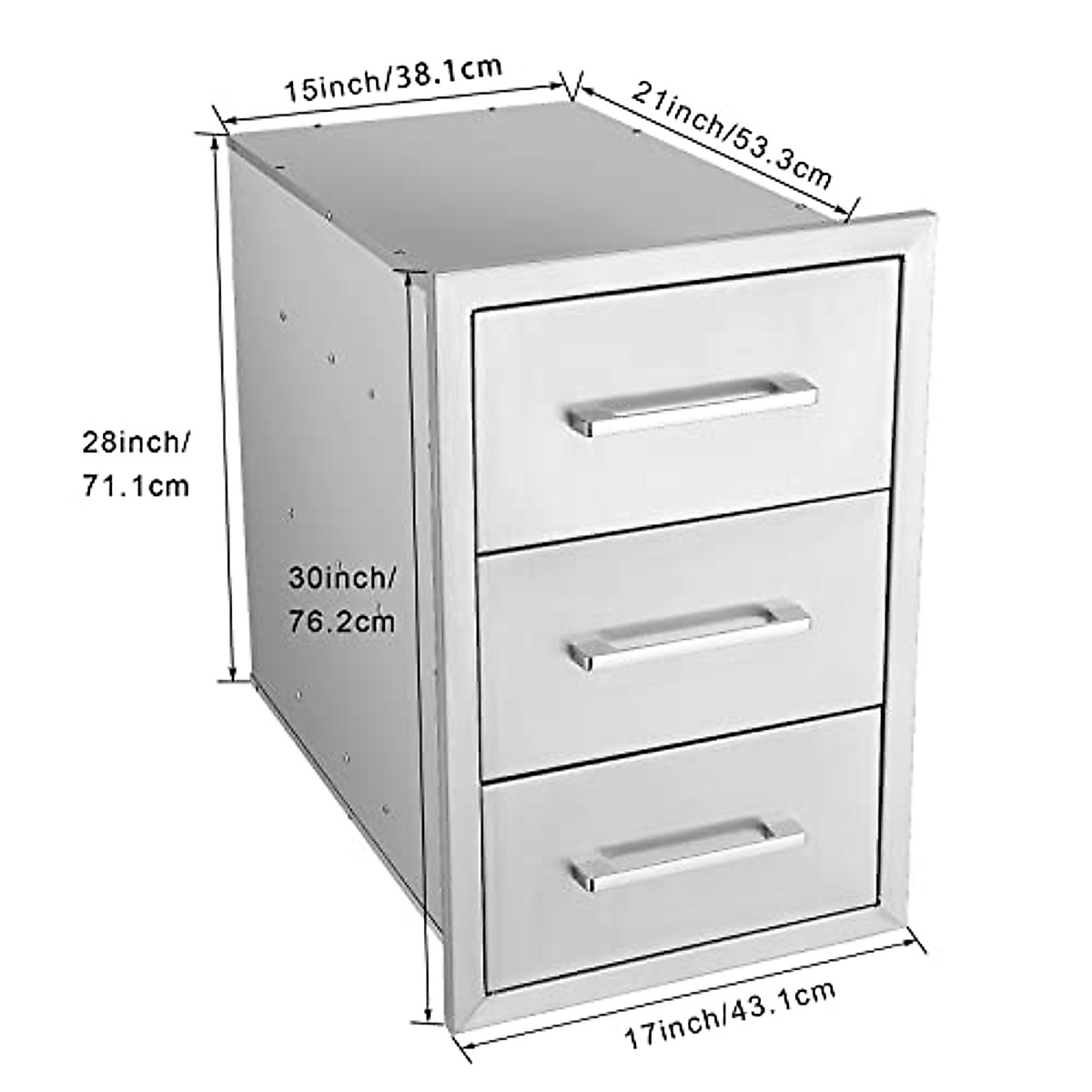 ARTYUIO Outdoor Kitchen Drawers Stainless Steel 17W x 30H x 21D Inch BBQ Storage Cabinets Drawers with Handles, Flush Mount Double Drawers,1 Paper Towel Holder for Outdoor Kitchen