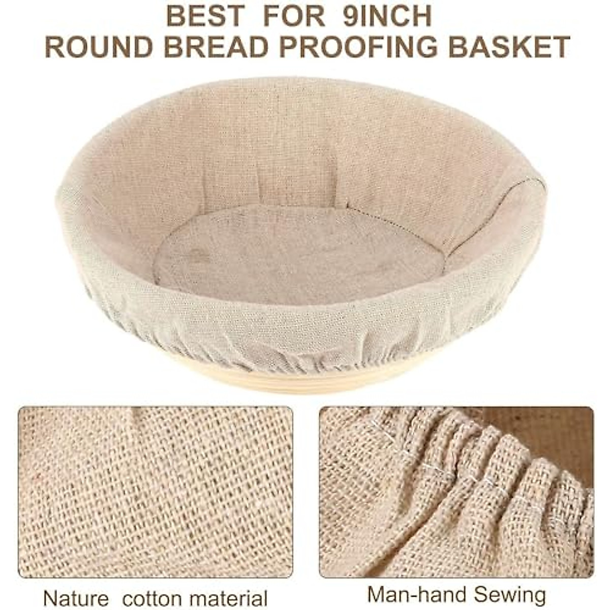 6 Packs Round Bread Proofing Basket Cloth Liner Rattan Baking Dough Basket Cover Natural Rattan Banneton Proofing Cloth(10 Inch)