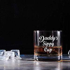 Perfectinsoy Daddy's Sippy Cup Whiskey Glass, Birthday Gift for for Dad, New Dad,Grandpa, Husband, Colleague, Funny Birthday Gift for Dad From Daughter Son Wife