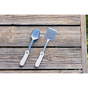 Stanley Wildfare Pro Stainless Steel Fold & Go Utensil Set | Folding Spatula and Spoon | Packable Outdoor Cookware | Camping Essentials for Your Camp Kitchen | BPA-Free | Pale Pebble & Stone