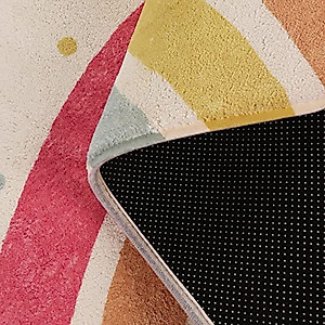 STARUIA Rainbow Rug for Baby Girls Bedroom,55"x47" Washable Area Rug for Princess Tent Castle,Hexagon Non-Slip Nursery Rug Ultra Soft Play Carpet for Kids Room Playpen Dorm