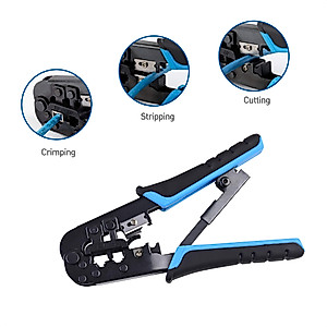 Cable Matters 7-in-1 Network Tool Kit with RJ45 Ethernet Crimping Tool, Punch Down Tool, Punch Down Stand, Cable Tester, RJ45 Connectors, RJ45 Boots, and Wire Strippers - Carrying Case Included