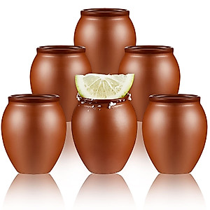 2oz Cantaritos De Barro Mini Cantaritos Shooters Pottery Mini Patron Tequila Bottles Jarritos De Barro Mexicanos Taco Tuesday Cocktail Cups Cute Shot Glasses for Tequila Margaritas Mojitos (6 Set)