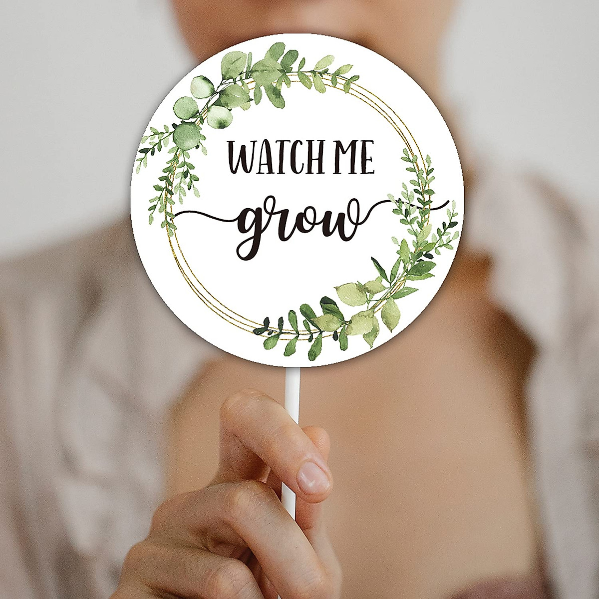 Watch Me Grow Stickers, Greenery Wedding Favor Stickers, Baby Shower Stickers, Favors, Decorations, 2 Inch, Pack of 50