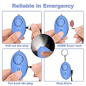 METURE Safety Keychain for Women Keychain Bracelet for Women with Personal Alarm Protection Accessories 9pcs Silicone Beaded Elastic Girl Keychain Set Girl Key Chains for Car Keys Blue