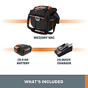 WORX Nitro WX031L 20V 2.1 Gal Cordless Wet/Dry Vacuum, Black