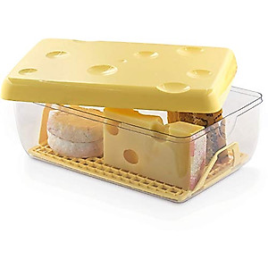 Snips 12.5-Cup Cheese Keeper with Drain and Bottom Grid, yellow