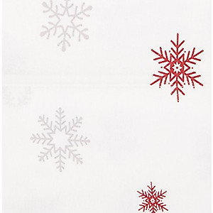 Amazon Brand – Pinzon Cotton Flannel Bed Sheet Set - Queen, Falling Snowflake Merlot