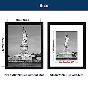 ENJOYBASICS 8x10 Picture Frame, Display Poster 5x7 with Mat or 8x10 Without Mat, Wall Gallery Photo Frames, Black, 2 Pack