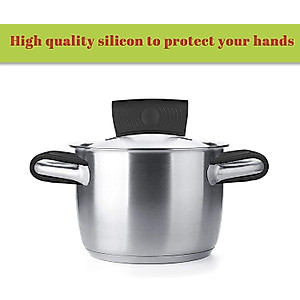 4 Pack Silicone Hot Skillet Handle Holder and Pot Holders Cover Sleeve, Heat Resistant Cast Iron Potholder Protectors Grip, Anti-Spill Non-Slip Cookware Handles for Pans,Oven