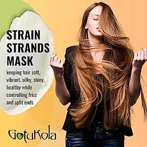Gotukola Satin Strands Mask for Dry, Color Damaged Hair – Deep Conditioner Hair Treatment Softens Dry Hair, Repairs Damage, & Revitalizes Scalp – Gotu Kola Herb, Essential Oils, & Keratin Hair Mask