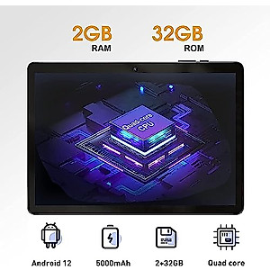 SGIN Android Tablets，10 Inch Tablet, 2GB RAM 32GB ROM，5000mah Battery, Quad-Core Processor, 7MP Camera WiFi IPS HD Touch Screen,Black