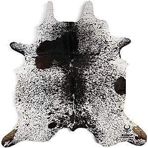 RODEO Salt and Pepper Cowhide Rug Brazilian Cow Skin Rug Brown/Tricolor/Black Cow hides Size 6x7 ft (182cmx213cm) cowhides Premium Quality (Black)