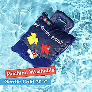 Jollybaby My First Busy Book Soft Fabric Cloth Books for Toddlers 1 2 3 Years Old My Quiet Book Church/Travel Toy Activities Learning Educational Book with 10 Sensory Items for Boys & Girls