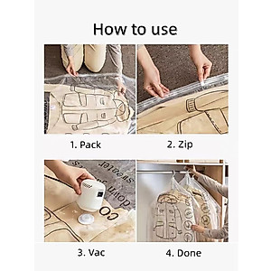 Elebac 6 Long Hanging Vacuum Storage Bags for Clothes, Vacuum Sealer Space Bags for Coat, Jumbo Clothes Protector Compression Bags for Closet Garment