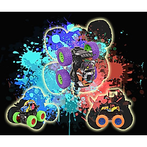 afontoto 3PCS Monster Trucks Toys for Boys and Girls, Graffiti Design Inertia Car Educational Toy Cars, Friction Powered Vehicles Toys for Children Birthday Christmas Toys Gifts