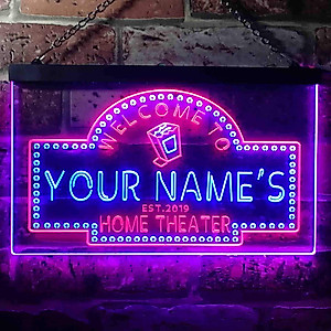 ADVPRO Personalized Your Name Est Year Theme Home Theater Cinema Dual Color LED Neon Sign Red & Blue 16" x 12" st6s43-ph2-tm-rb