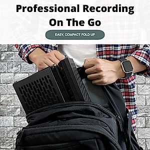 TRUE NORTH Microphone Isolation Shield w/Desk Feet and Stand Mount - Portable Vocal Booth Sound Booth Recording Equipment, Mic Shield Portable Recording Booth, Microphone Shield Portable Sound Booth