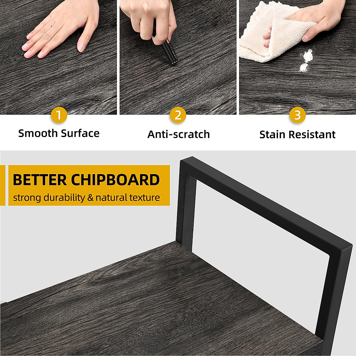 DWVO 5 Tier Bookshelf, Industrial Bookshelves Open Shelf Bookcase, Storage Shelves Organizer Display Rack for Bedroom,Living Room,Office,Kitchen, Charcoal Gray